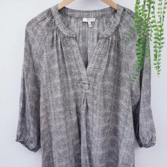 Joie | Tops | Joie Silk Blouse Addie Black Ivory White Geometric Fsaks ...